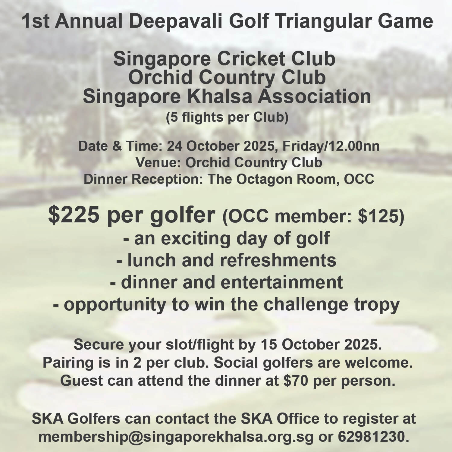 Deepavali Triangular Golf Tournament 2025 - Singapore Khalsa Association
